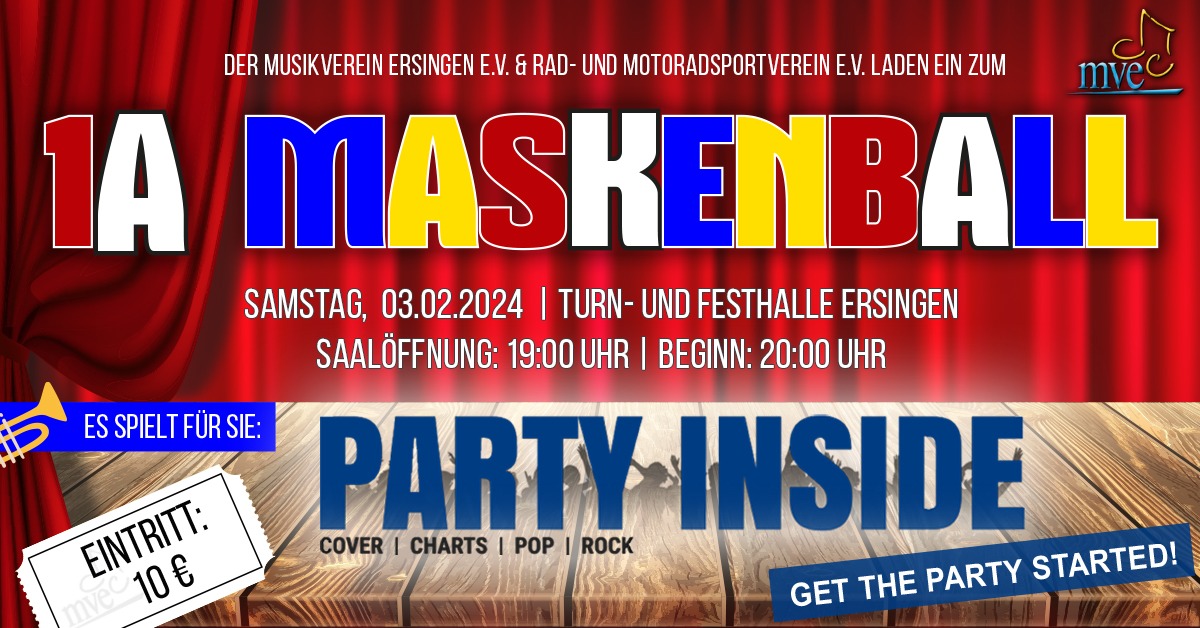 Einladung zu unserem 1A Maskenball – Musikverein Ersingen e.V.